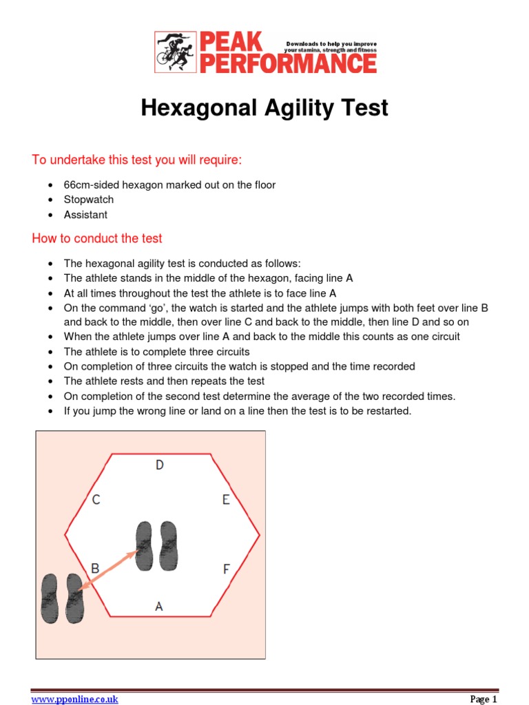 Hexagonal Agility Test | PDF