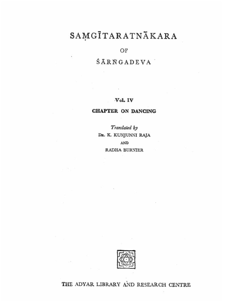 Sangita Ratnakara of Sarangadeva Vol IV (Chapter On Dancing ...