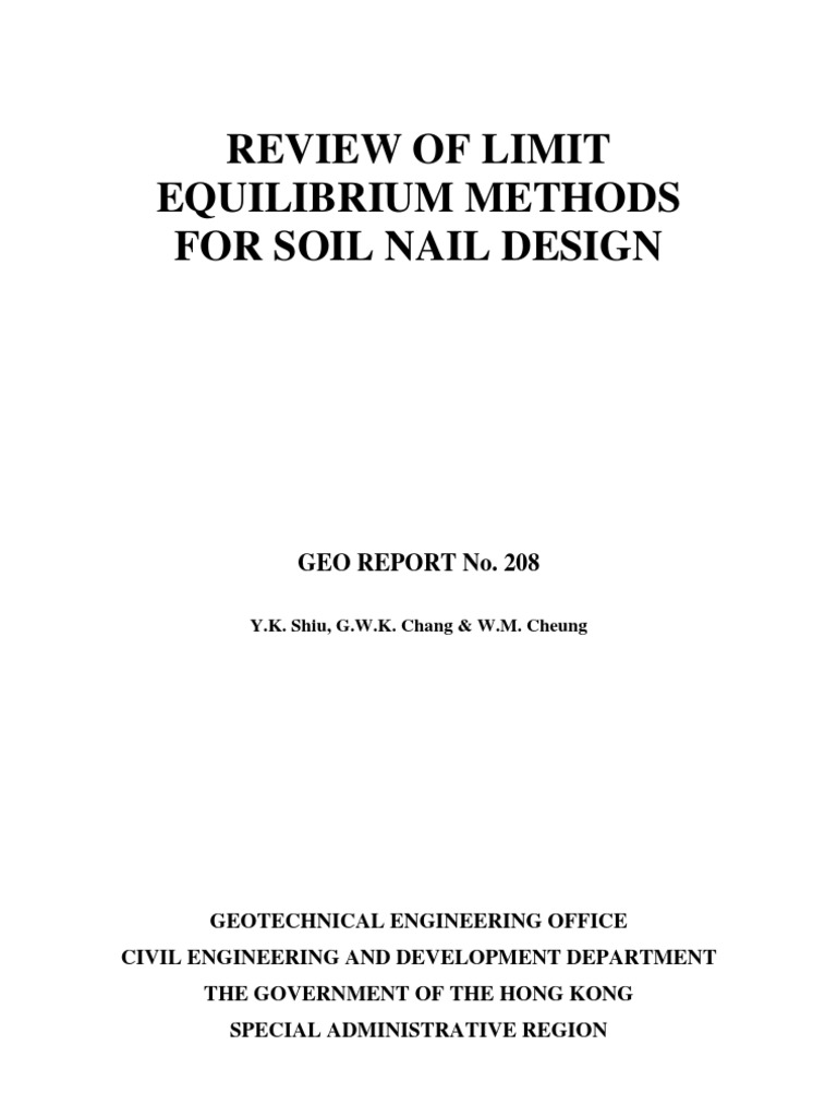 Geo HK Review of Limit Equilibrium of Soil Nails | PDF | Mathematical ...
