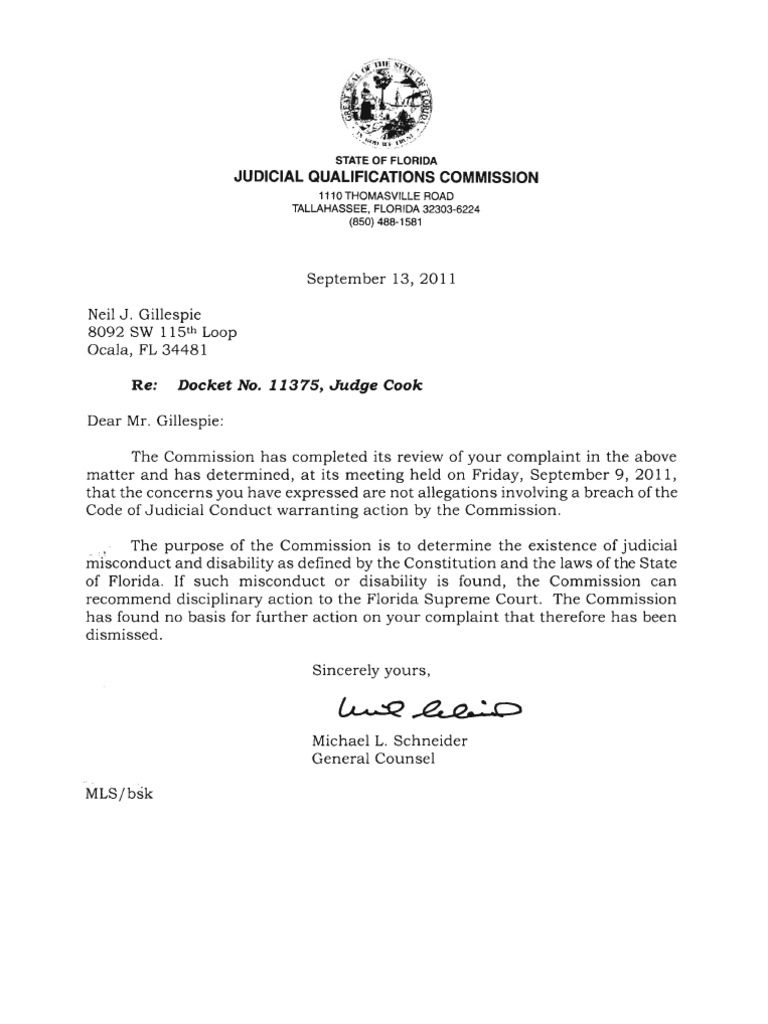 JQC Complaint No. 11375 Judge Martha Jean Cook | PDF | Complaint ...