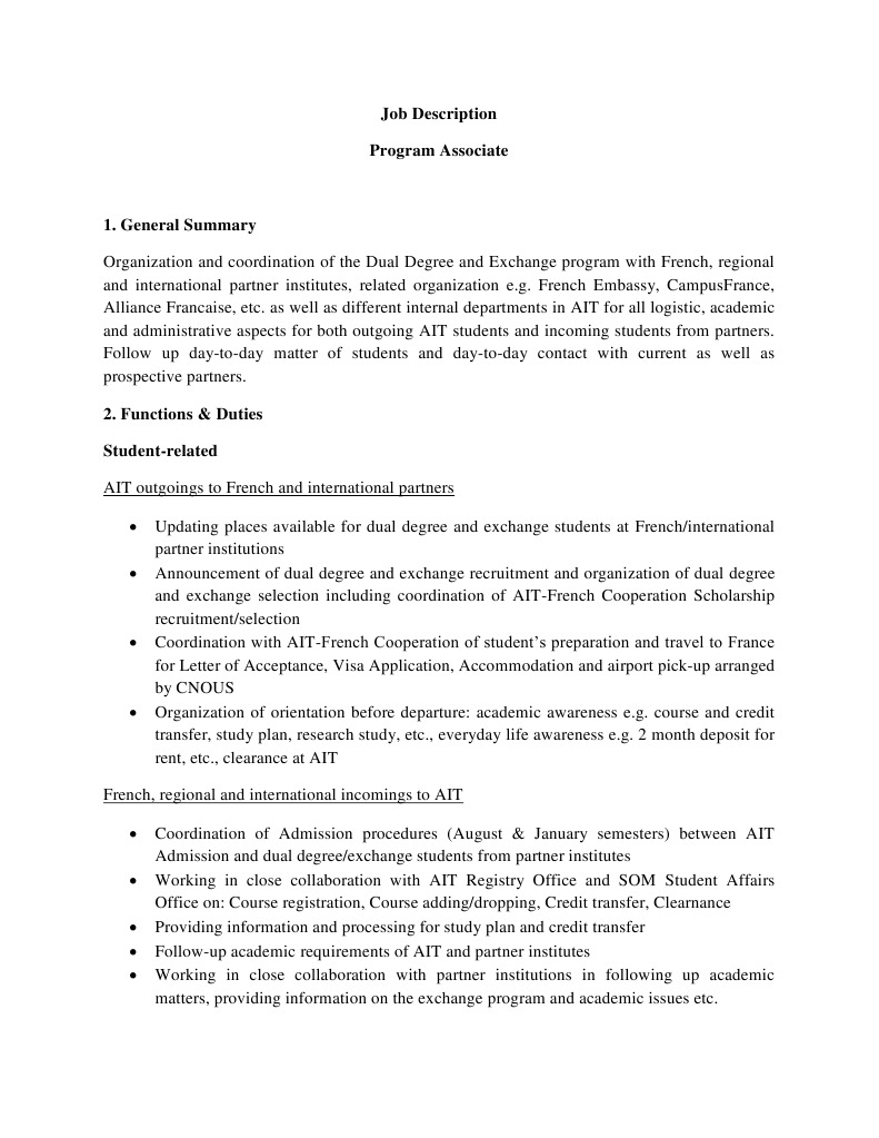 Job Description-Program Associate | PDF | Academic Degree | Learning