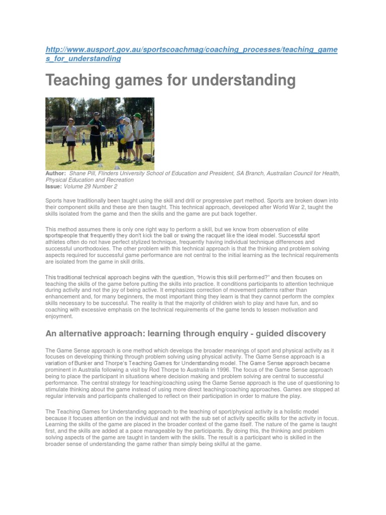 Teaching Games For Understanding | PDF | Volleyball | Teachers