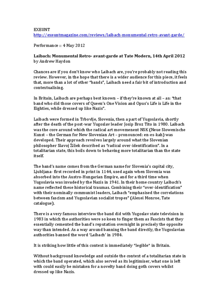 Andrew Haydon Monumental Retro Avant Garde at Tate Modern | PDF ...