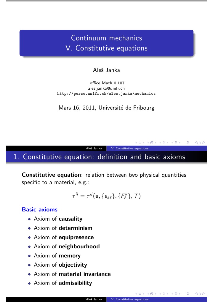 Continuum Mechanics V. Constitutive Equations: Basic Axioms | PDF ...