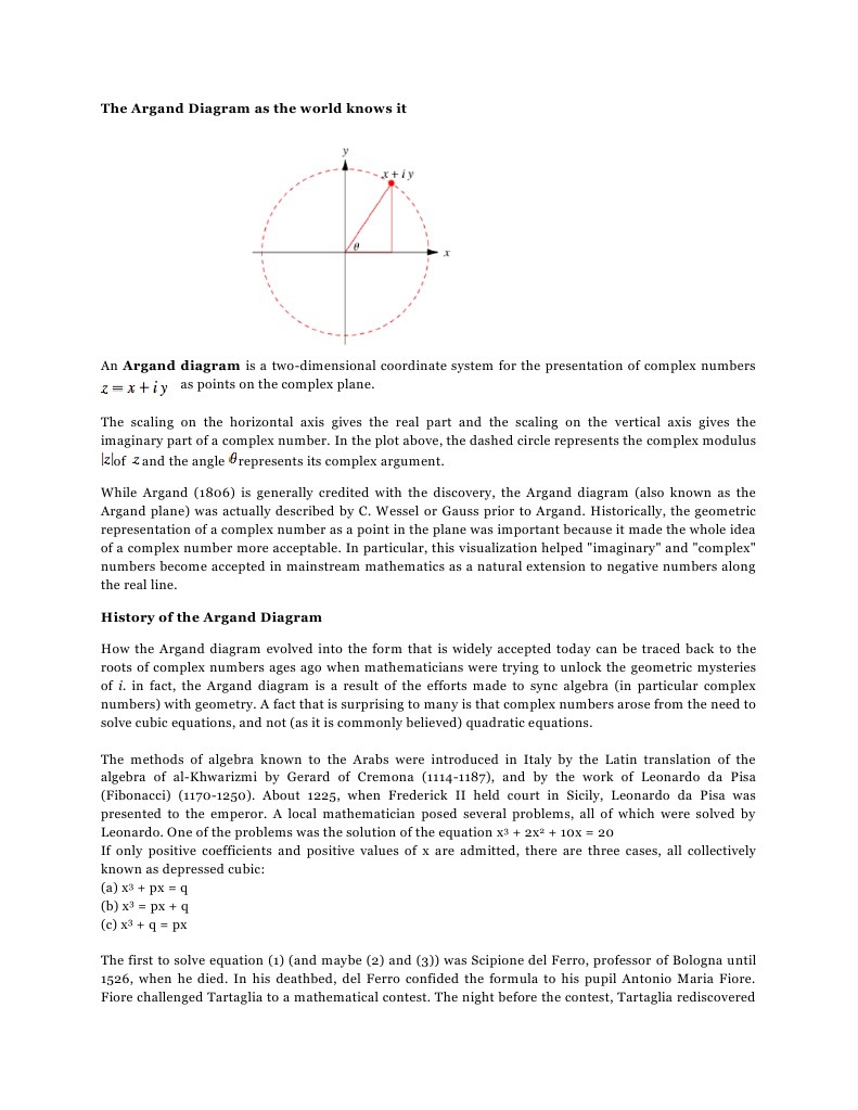 Argand Diagram As The World Knows It | PDF | Complex Number | Numbers