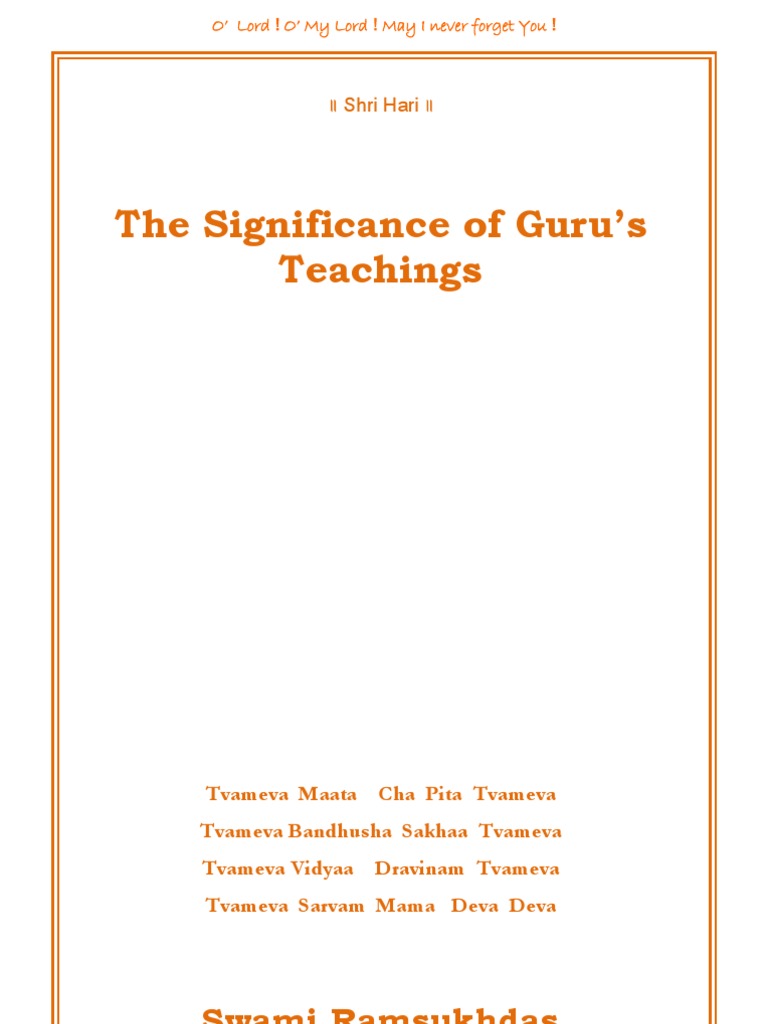 The Significance of Gurus Teachings - Swami Ramsukh Das Ji | PDF | Guru ...