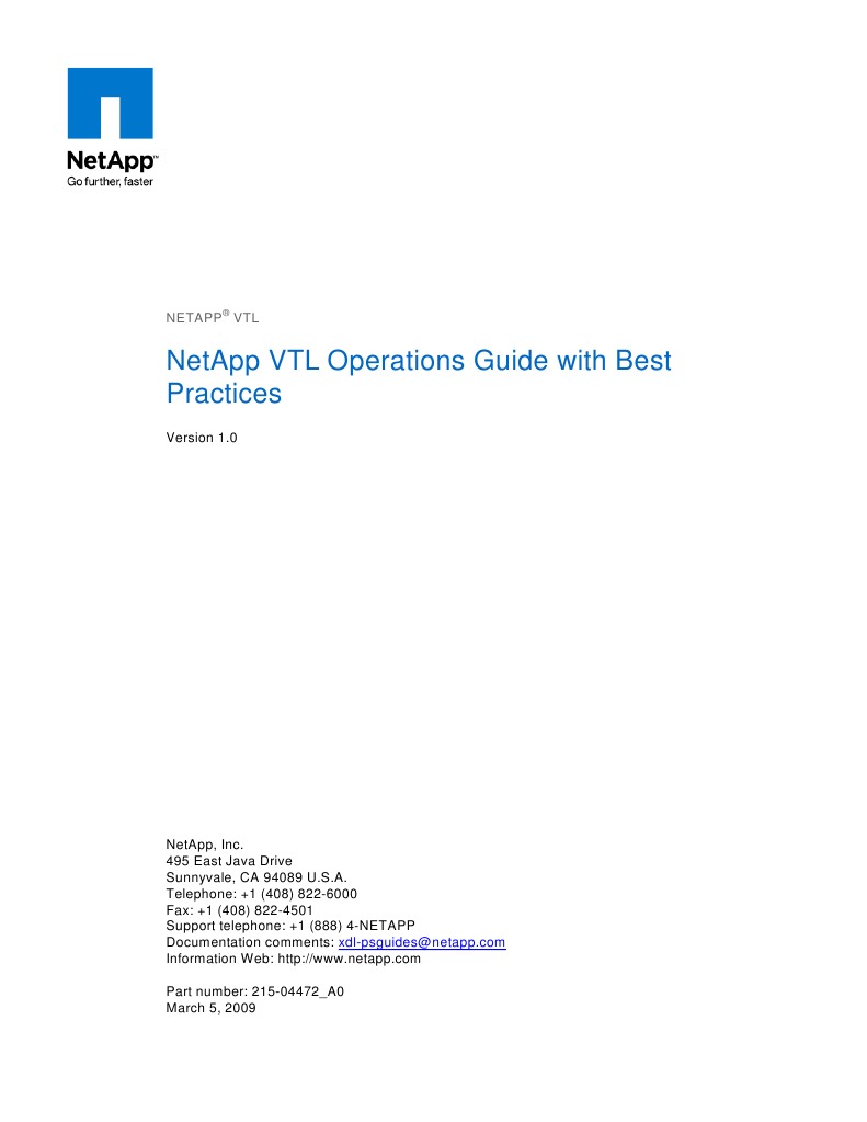 Netapp VTL Operations Guide With Best Practices | PDF | Backup | Data Compression