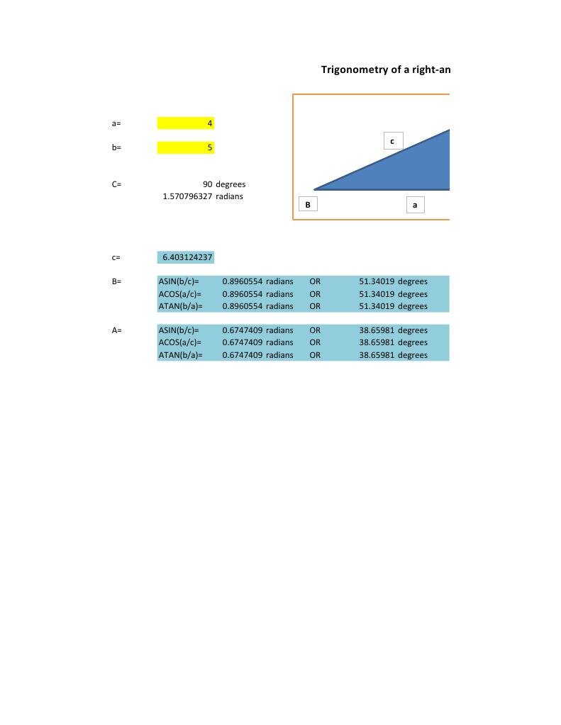Trigonometry - Excel Spreadsheet by WWW - Mathematics.me - Uk | PDF