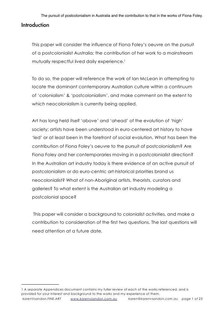 kVs-Post Colonialism in Australia and Artist Fiona Foley | PDF ...