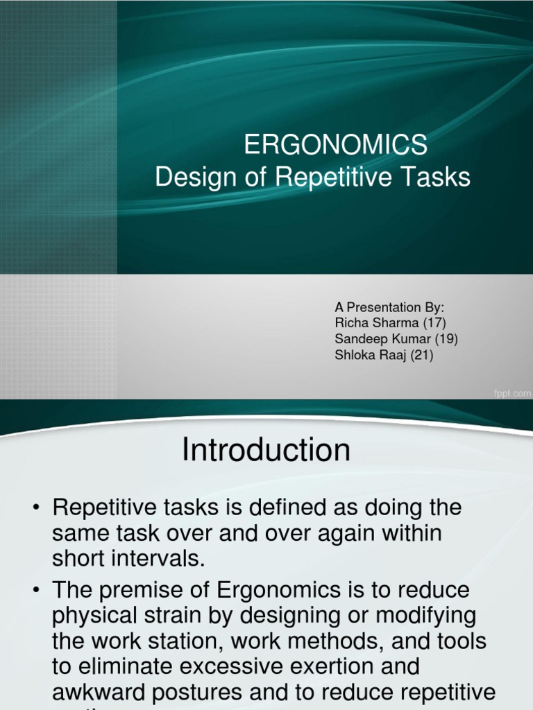 Design of Repetitive Work | PDF | Shoulder | Musculoskeletal System