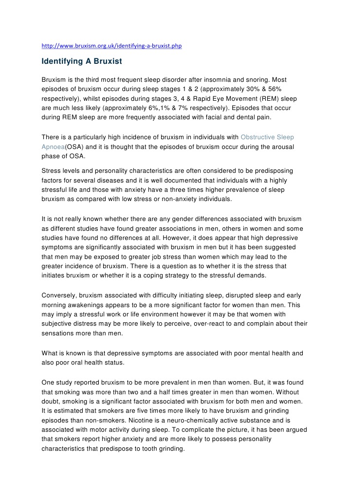 Identifying A Bruxist | PDF | Sleep | Mental And Behavioural Disorders