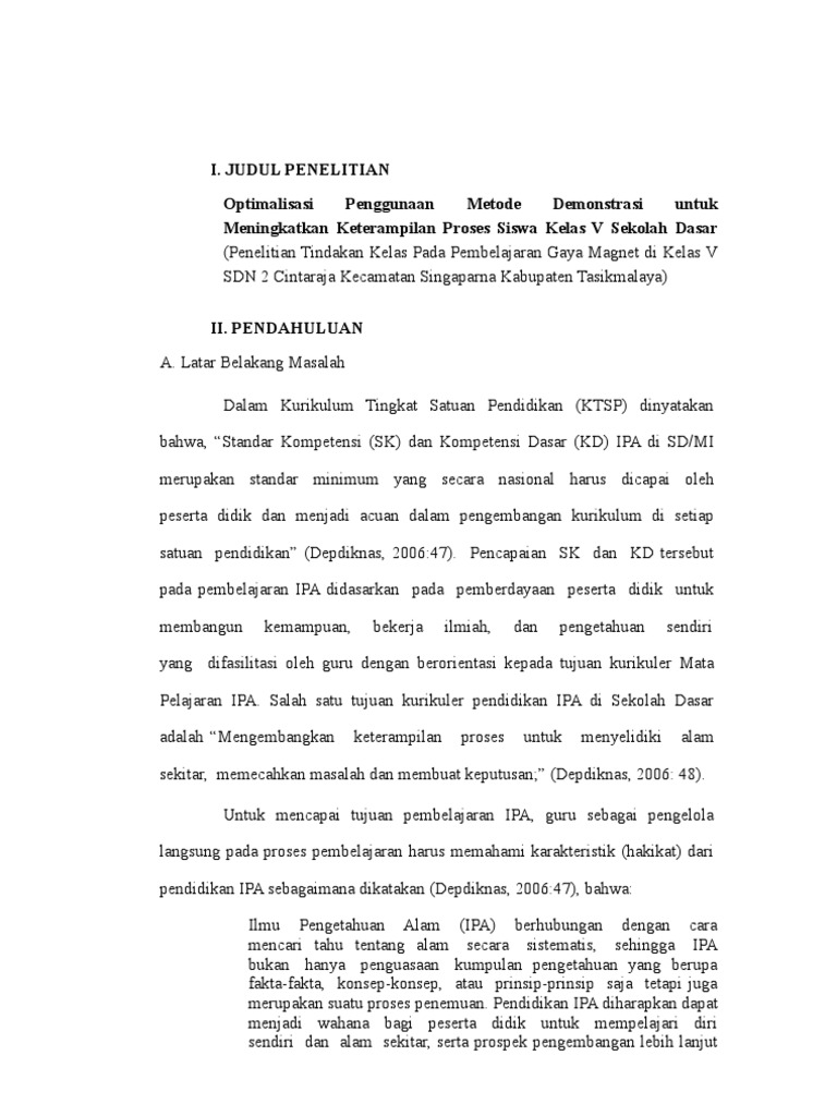 Contoh Proposal IPA SD | PDF