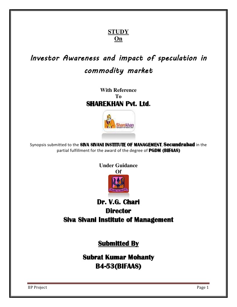 Analysis of Investor Awareness and the Impact of Speculation in the ...