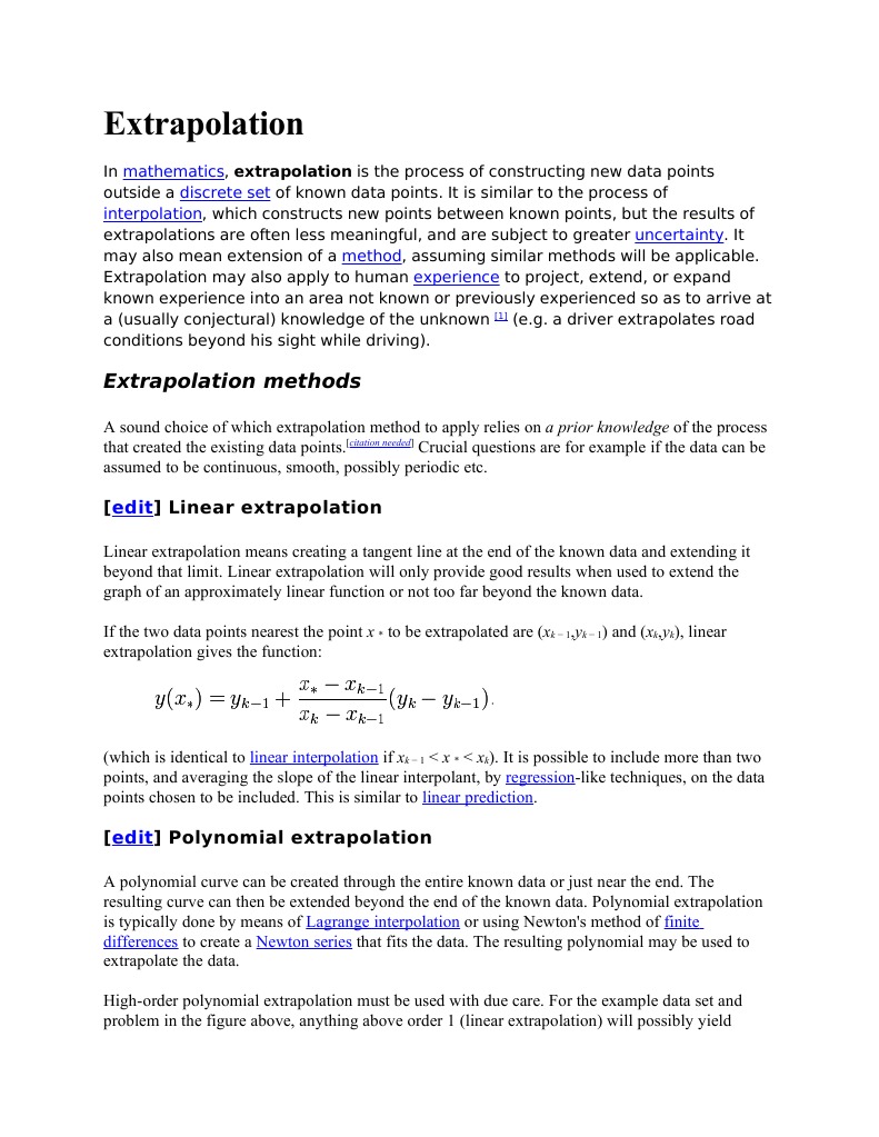 Extrapolation | Mathematical Analysis | Analysis