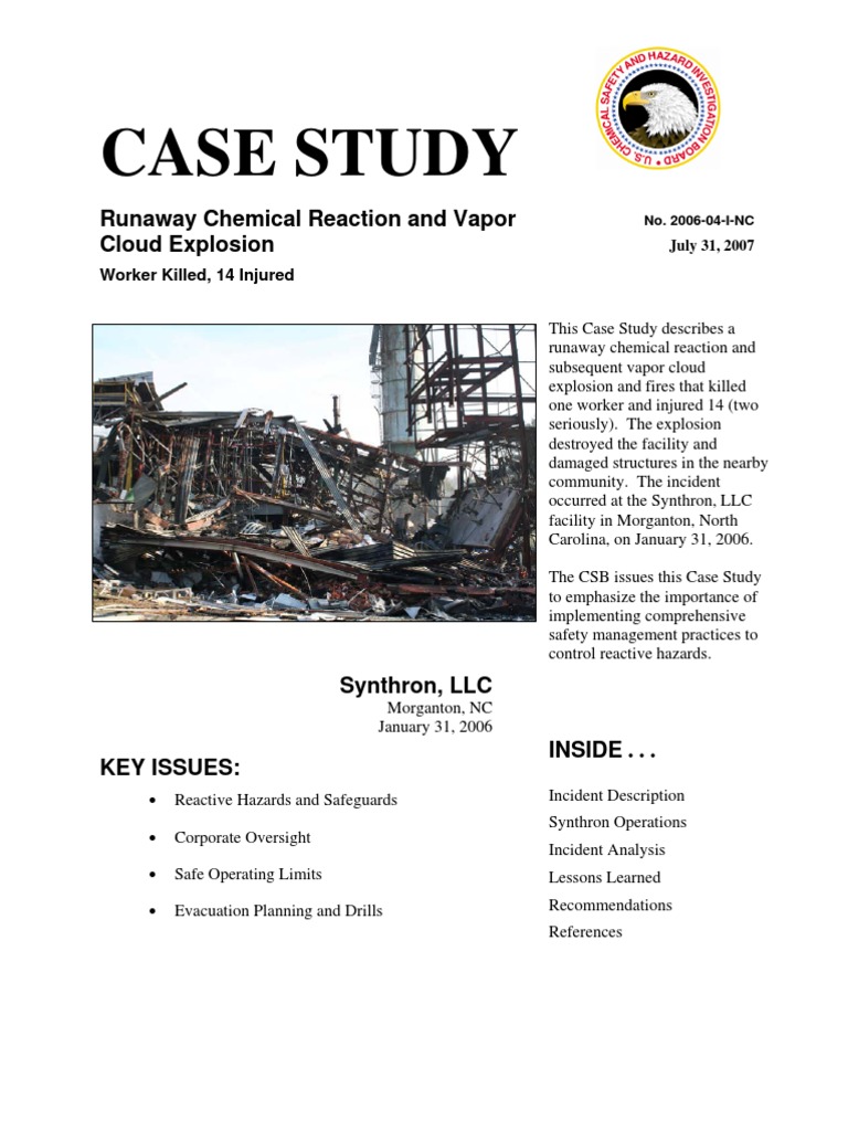 Case Study: Runaway Chemical Reaction and Vapor Cloud Explosion | PDF ...