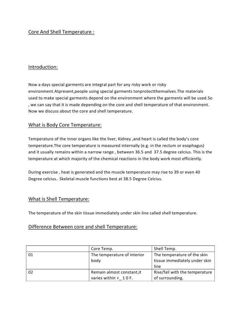 Core and Shell Temperature | PDF | Thermoregulation | Heat Transfer
