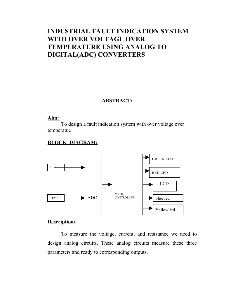 Industrial Fault Indication System With Over Voltage Over Temperature ...