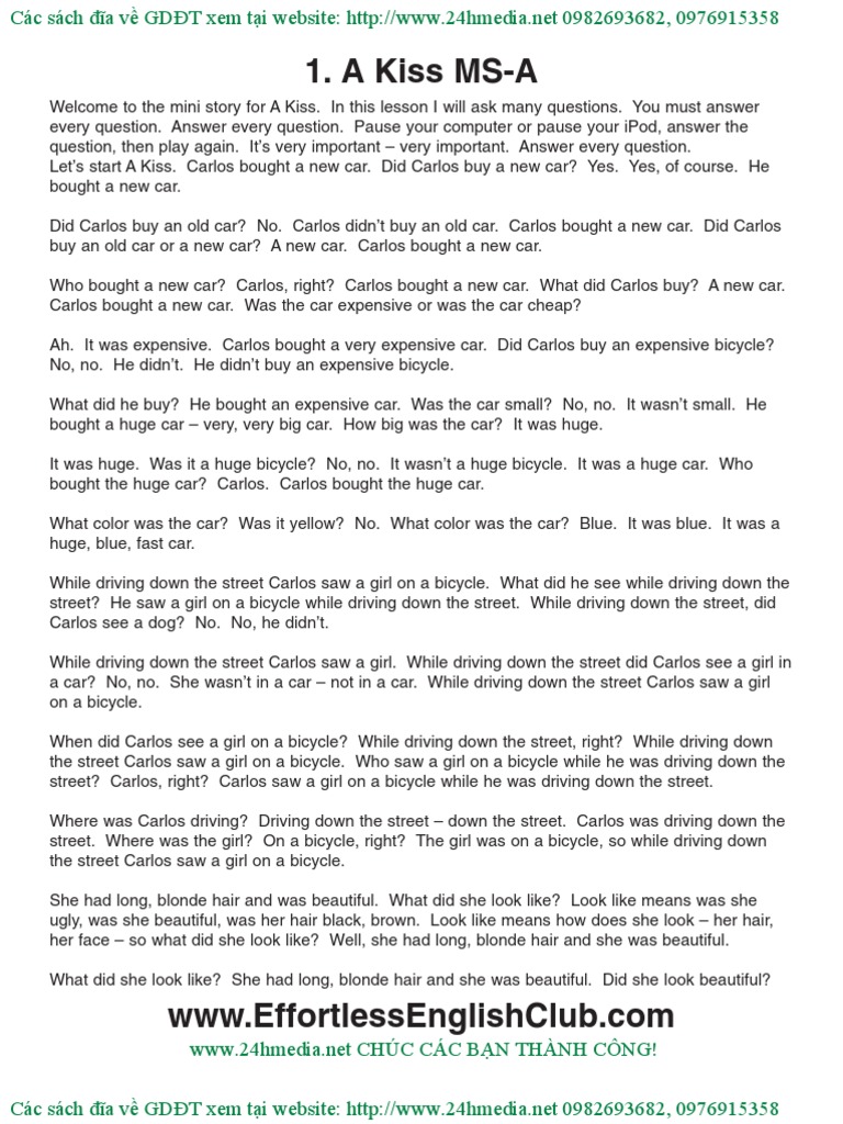 MS A Kiss Text | PDF | Leisure