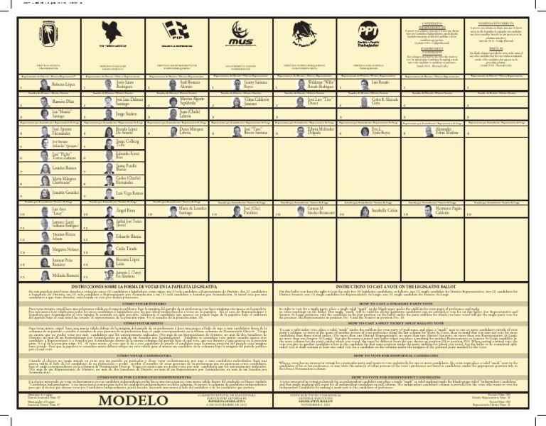 Papeleta Modelo Legislativa Caguas 082 | PDF | Puerto Rico | Partidos ...