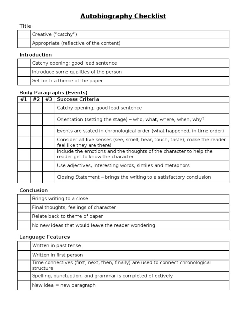 Autobiography Writing Guide | PDF