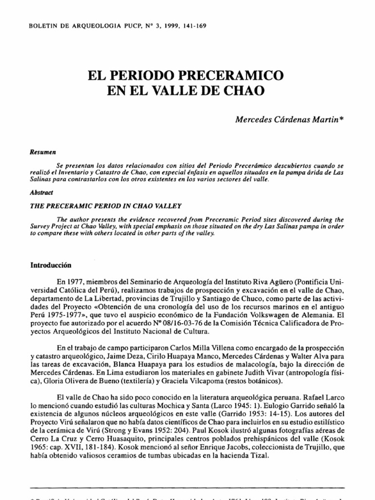 El Periodo Preceramico en El Valle Chao | PDF | Valle | Mar