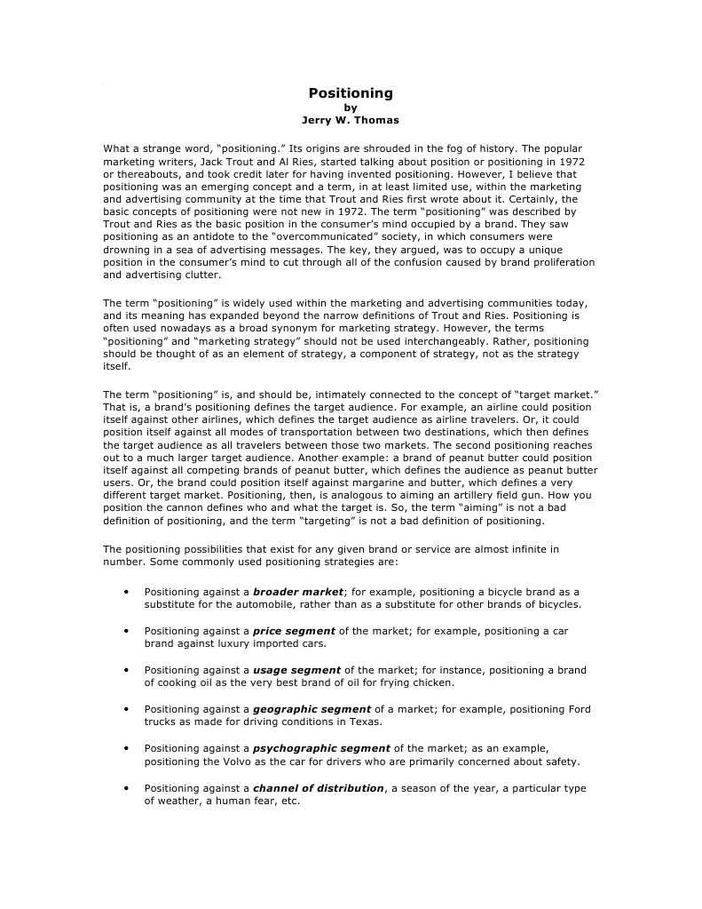 Positioning: by Jerry W. Thomas | PDF | Qualitative Research ...