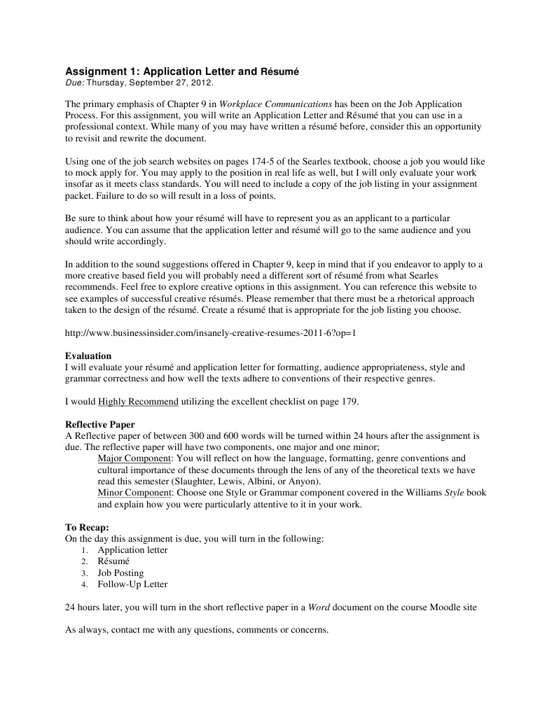 Assignment 1 Application Letter and Resume | PDF | Résumé | Semiotics