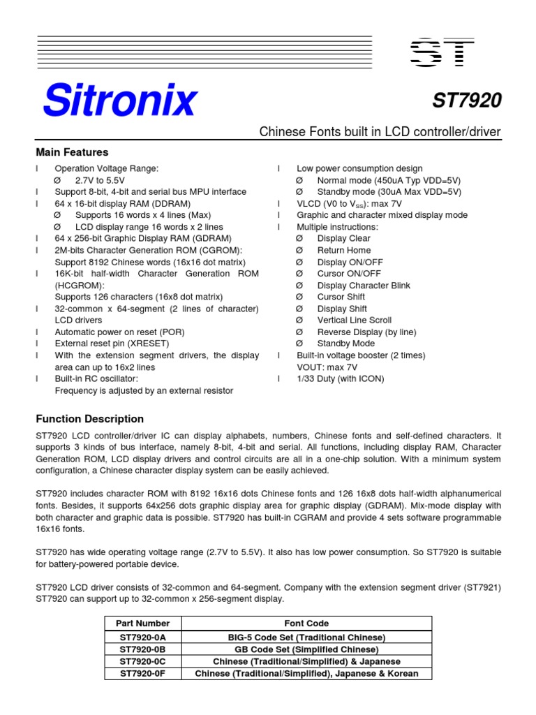 ST7920 | PDF | Instruction Set | Random Access Memory