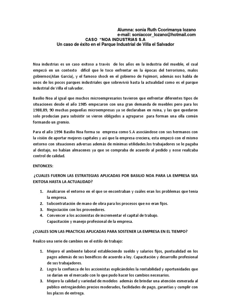 Caso Noa | PDF | Calidad (comercial) | Economias