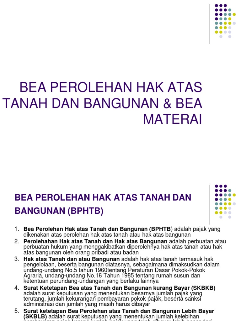 BPHTB& Bea Materai | PDF | Pengelolaan Keuangan & Uang