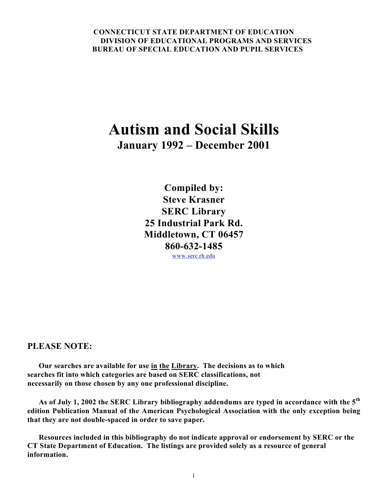 Autism Social Skills | Download Free PDF | Developmental Disorder | Autism