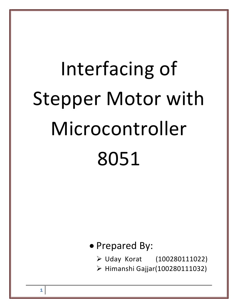 Report Interfacing of Stepper Motor With Microcontroller 8051 | PDF ...