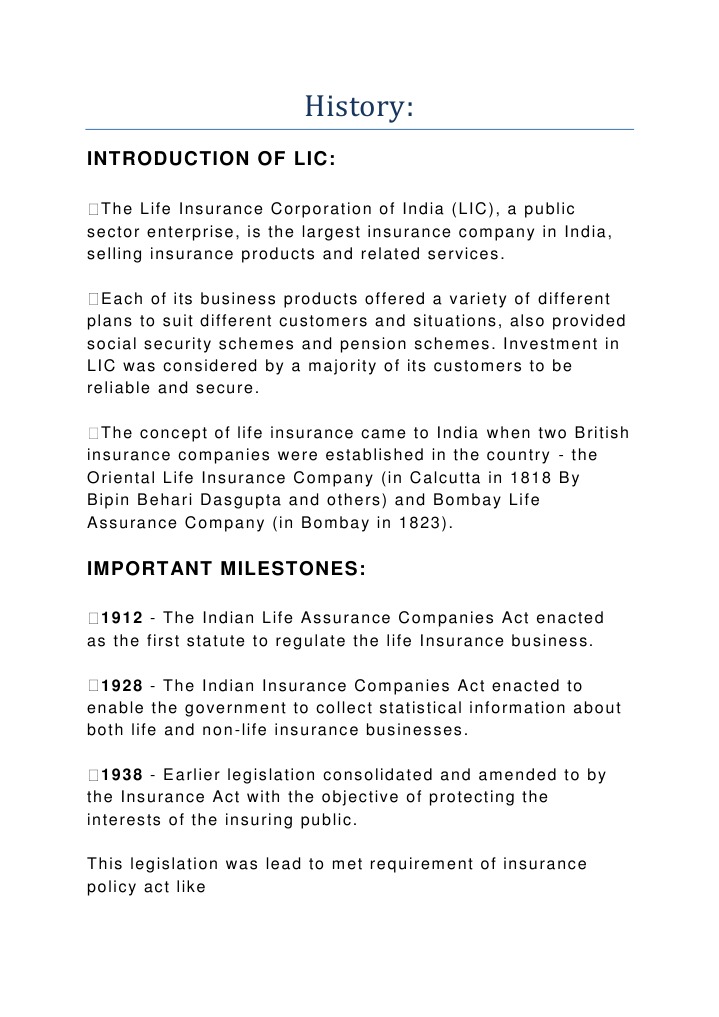 History of Lic | PDF | Life Insurance | Insurance