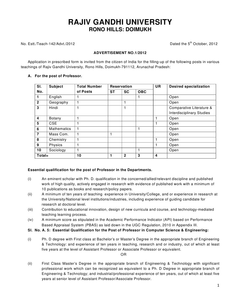 Rajiv Gandhi University: Rono Hills: Doimukh | PDF