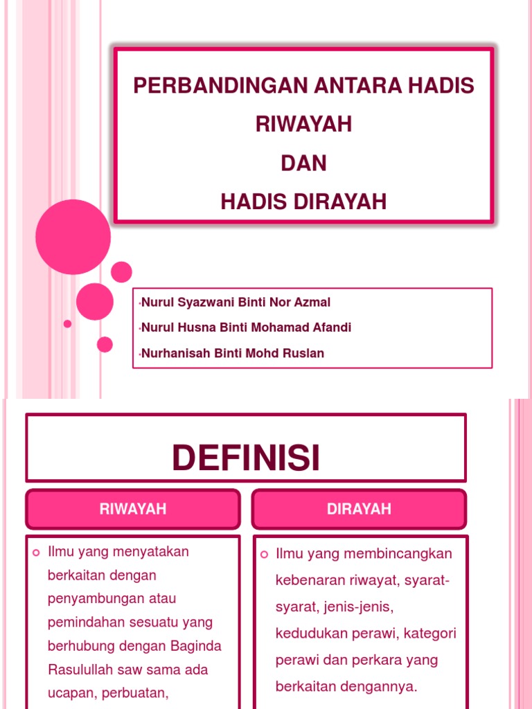 Perbandingan Hadis Riwayah & Hadis Dirayah | PDF