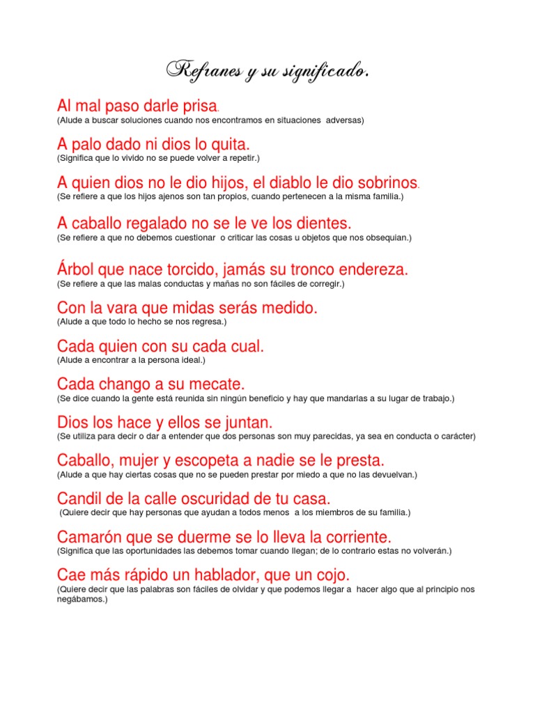 Refranes y Su Significado | PDF