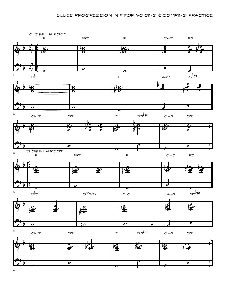 Blues F Piano Voicings | PDF