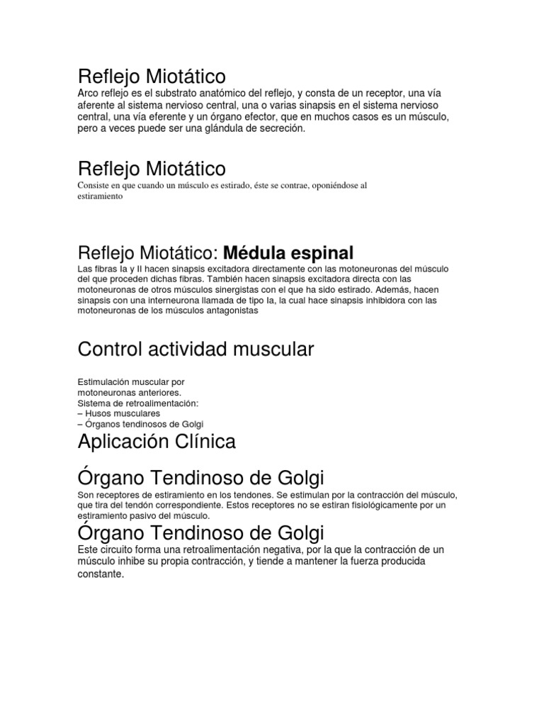 Reflejo Miotático y Control Muscular | PDF