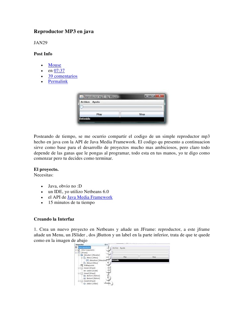 Reproductor de archivos MP3 en Java: tutorial paso a paso con código ...