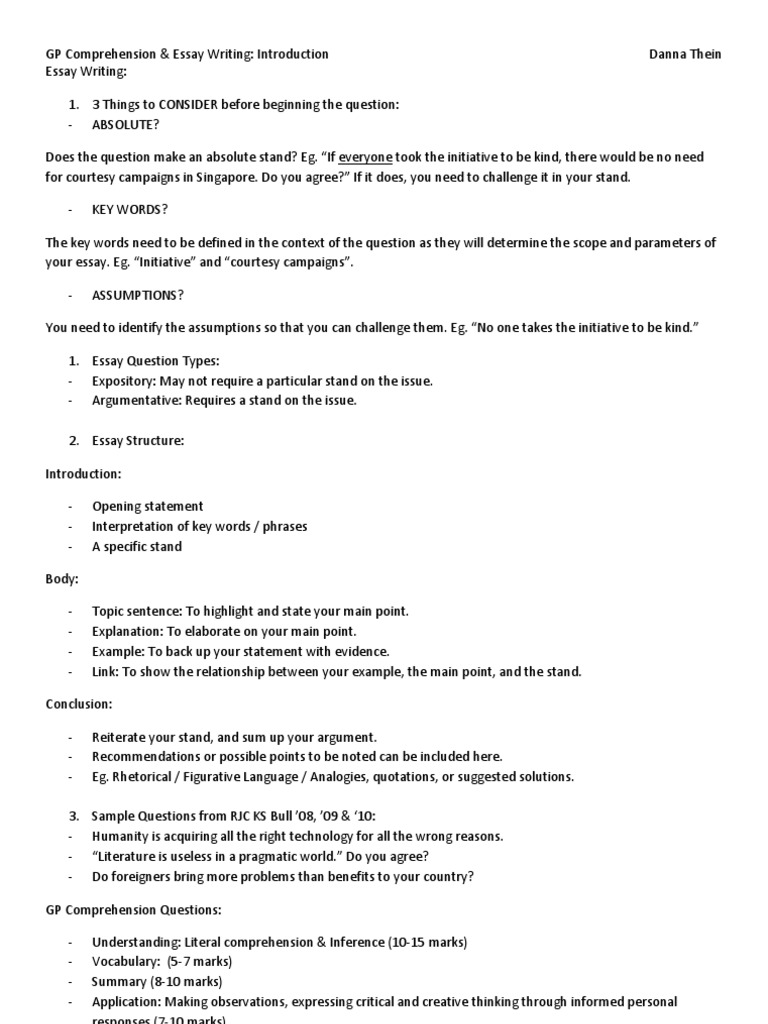 GP Essay Writing Guide and Structure | PDF