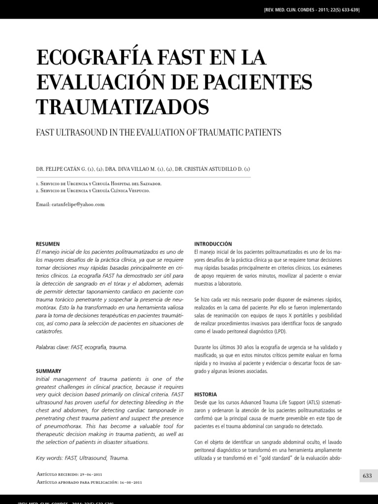 Ecografia Fast | PDF | Ultrasonido médico | Prueba (evaluación)