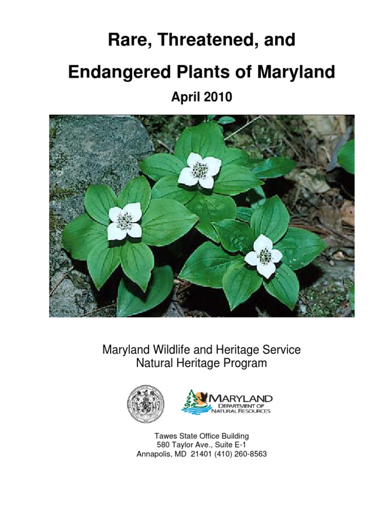 Rare, Threatened, and Endangered Plants of Maryland, April 2010 | PDF ...