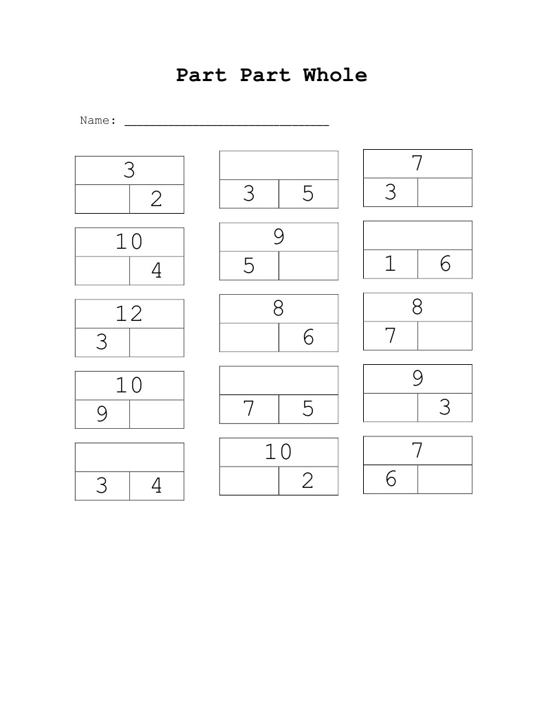Small Whole Number Part Part Whole | PDF