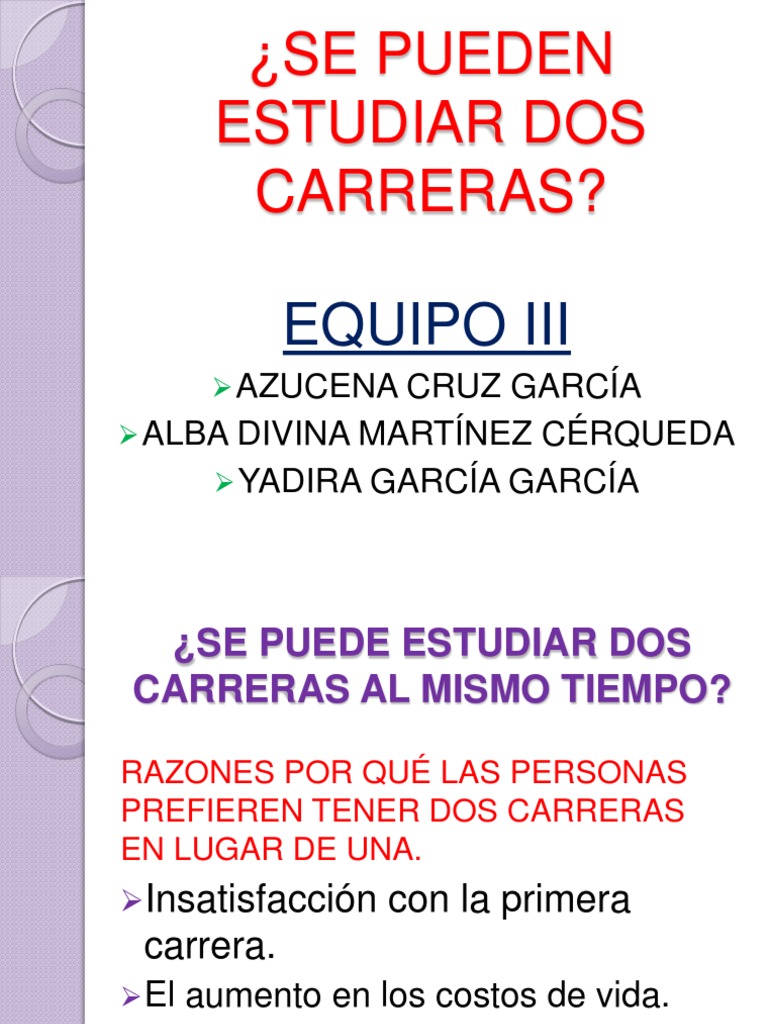 ¿Se Puede Estudiar Dos Carreras Al Mismo Tiempo | PDF | Maestros ...