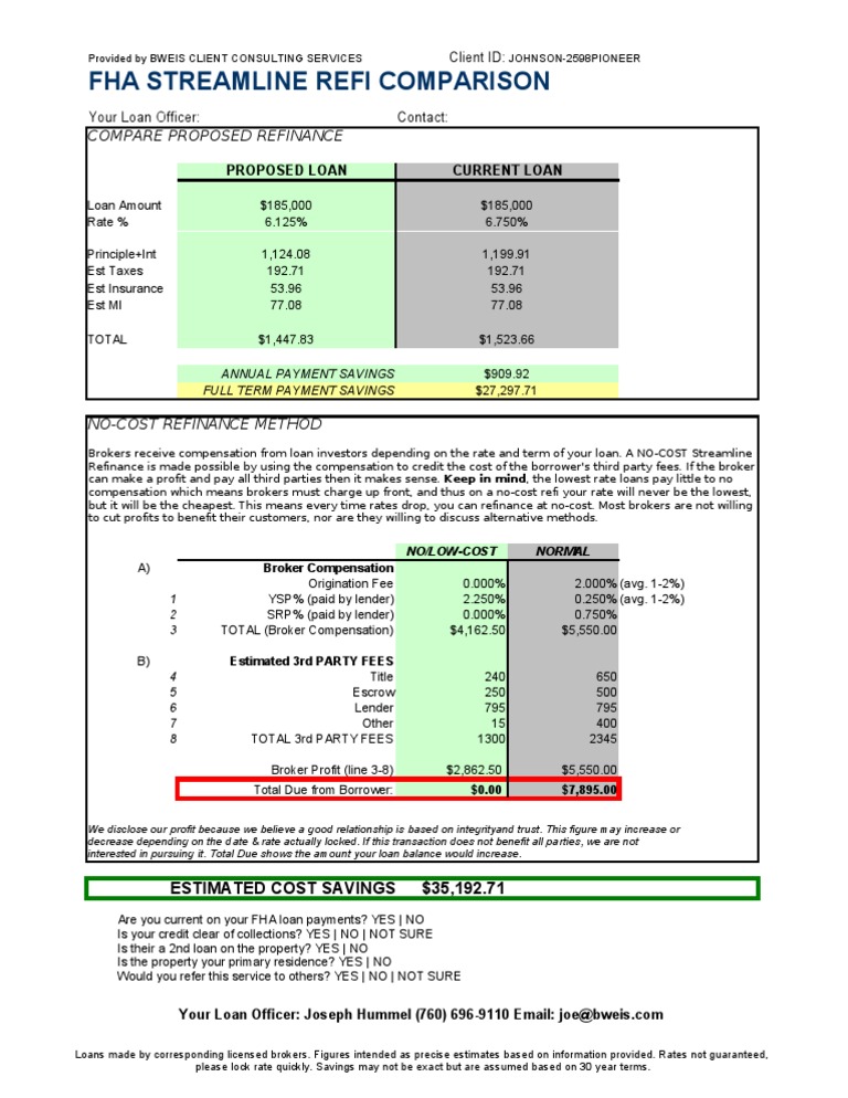 Streamline Compare | PDF | Refinancing | Loans