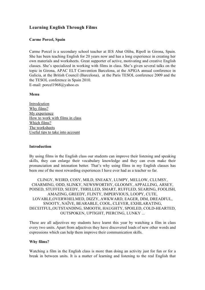 Learning English Through The Films | PDF | English Language | Languages