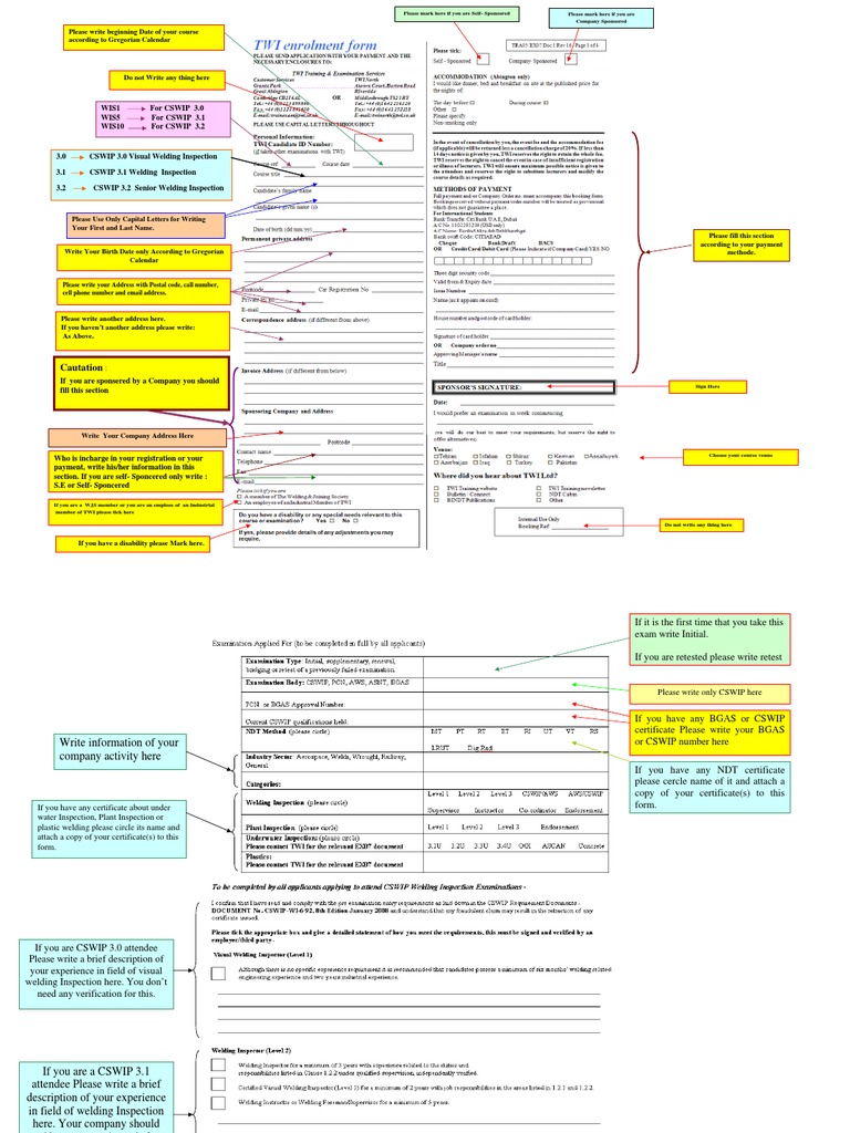 CSWIP Sample Form | PDF | Computing | Computing And Information Technology