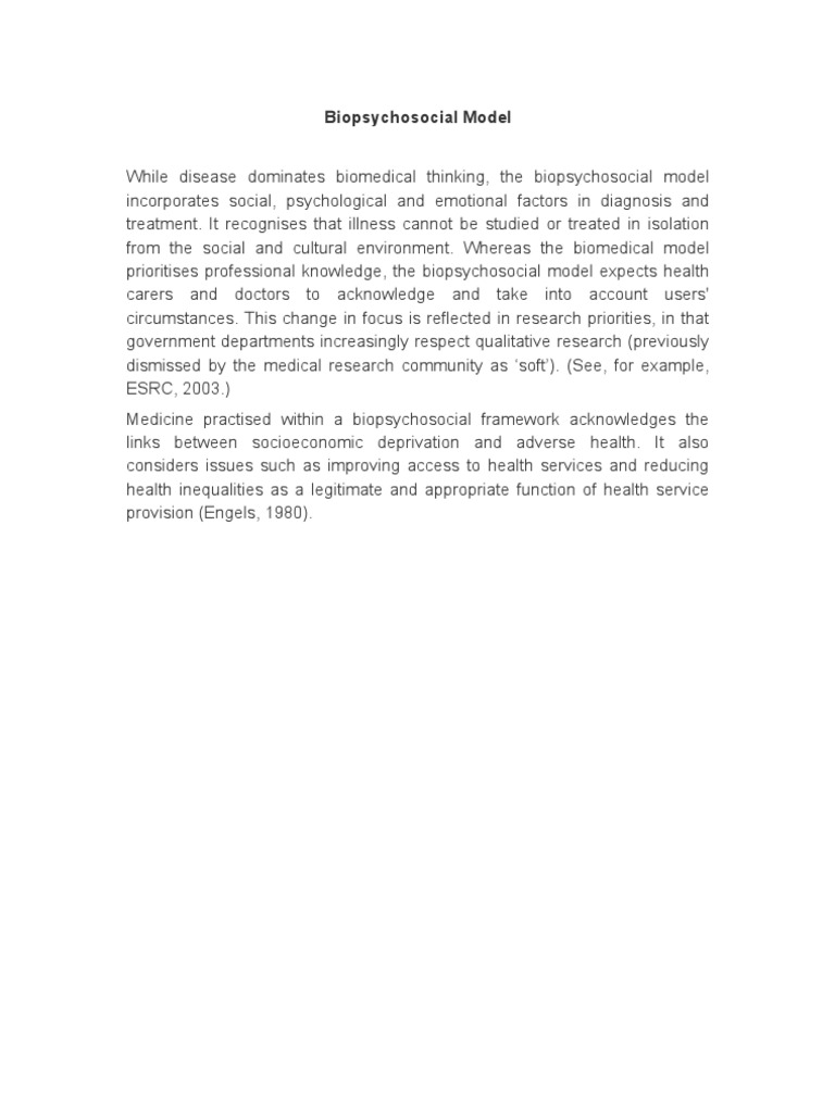 Understanding the Biopsychosocial Model | PDF