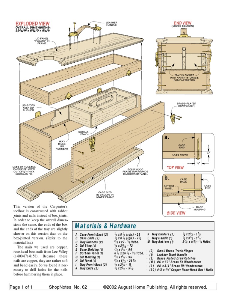 62 - Exploded View of Carpenter's Toolbox | PDF