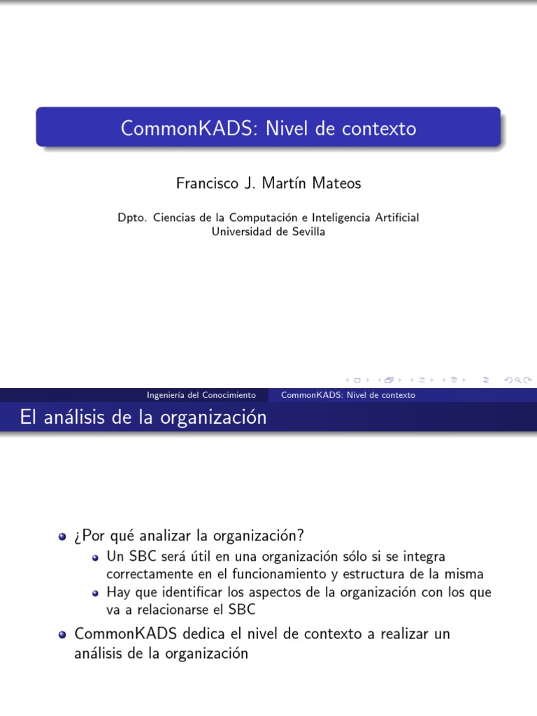 CommonKADS Nivel de Contexto | PDF | Toma de decisiones | Conocimiento